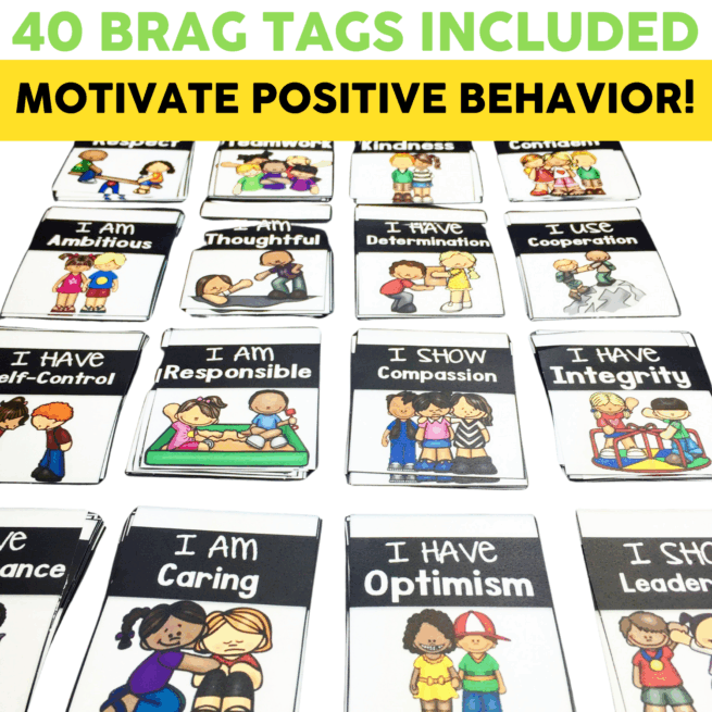 Character Traits Brag Tags - Lucky Little Learners