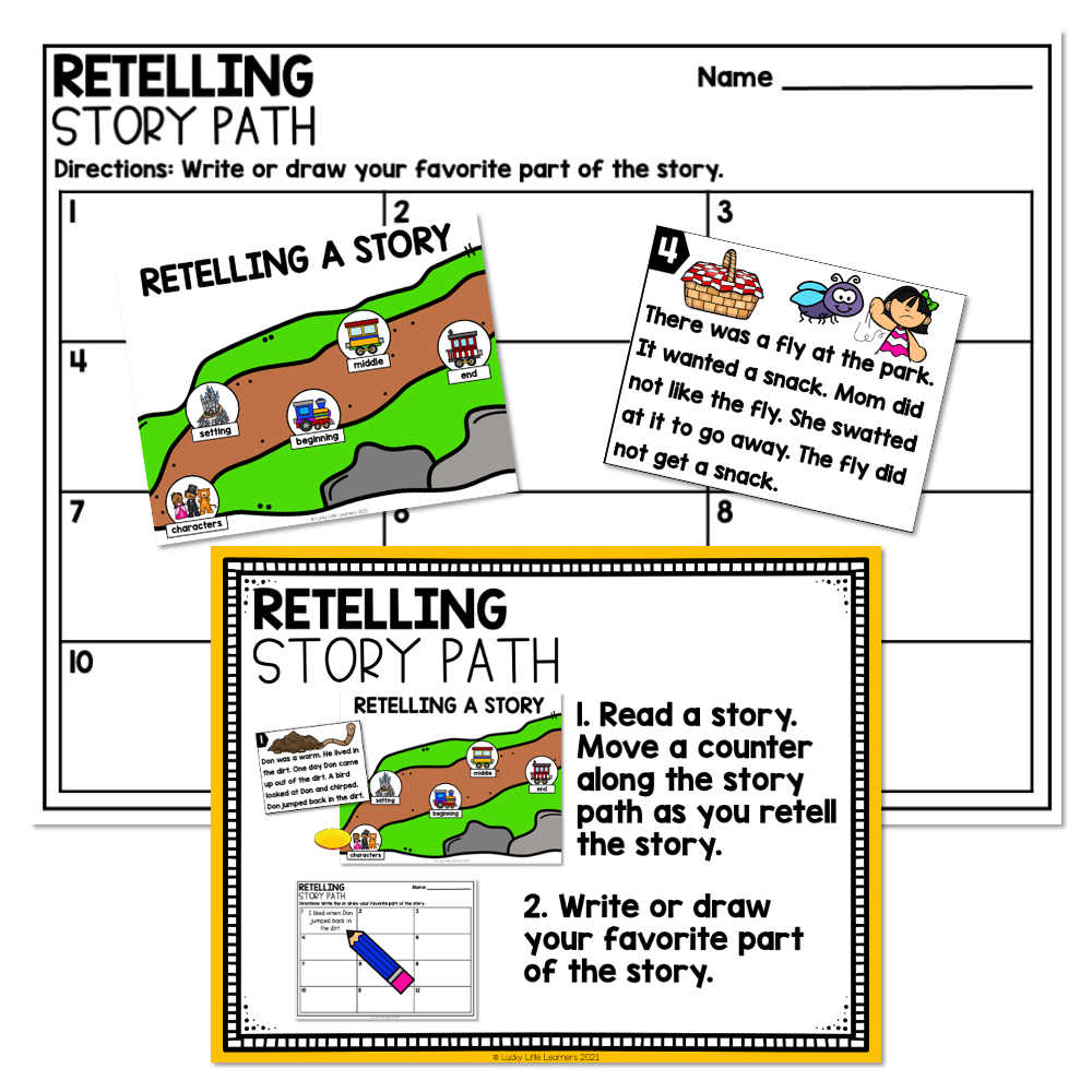 1st Grade Reading Center - Retelling - Lucky Little Learners