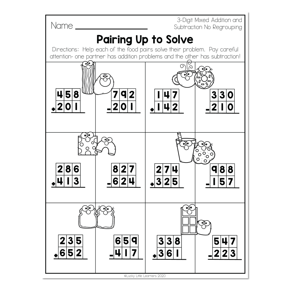 2nd Grade Math Worksheets - 3-Digit Mixed Addition and Subtraction No ...