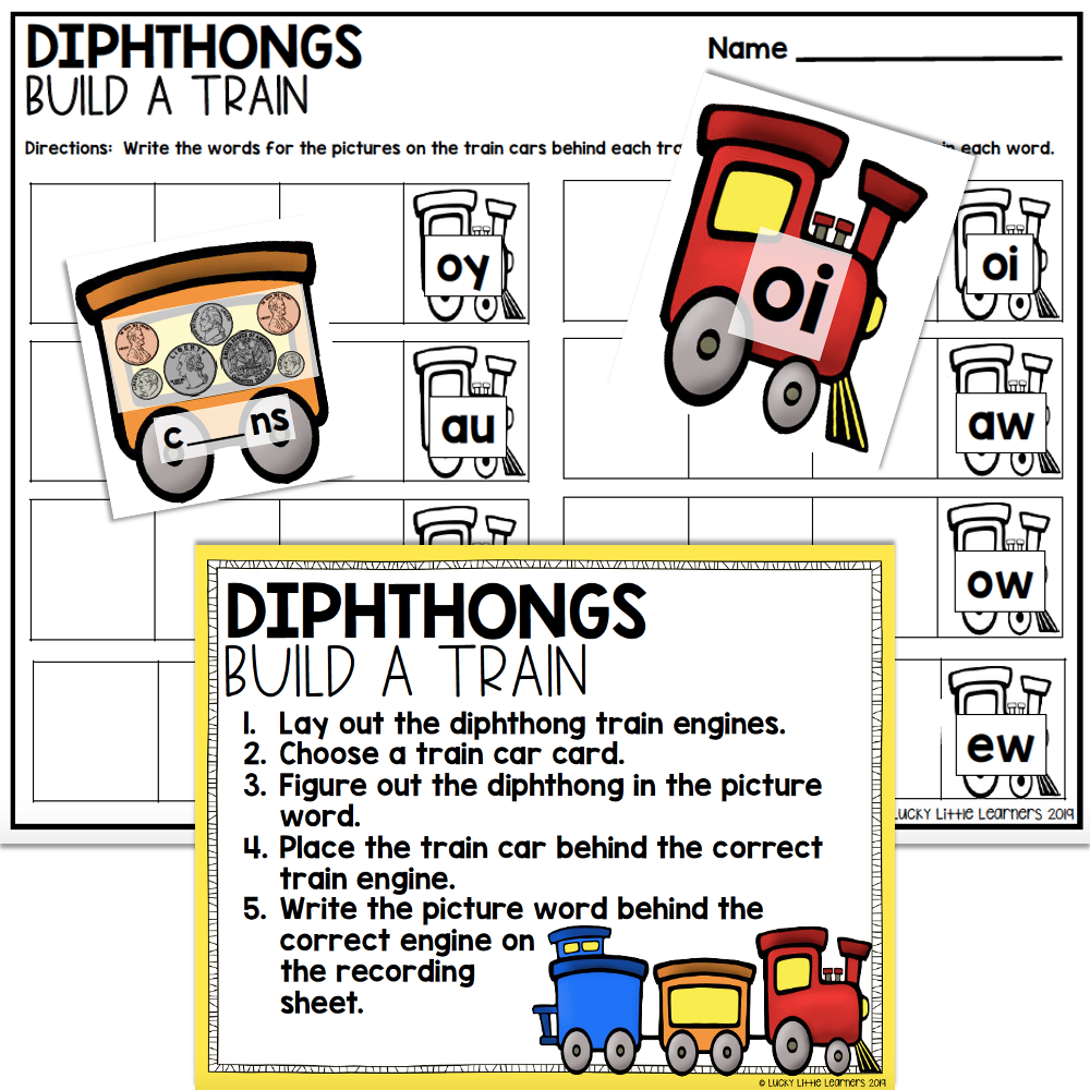 2nd Grade Phonics Center - Mixed Diphthongs - Lucky Little Learners
