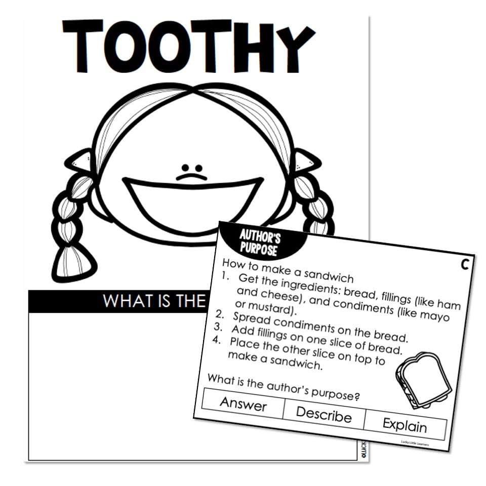 2nd Grade Reading Toothy Task Cards - Informational Text Author’s ...