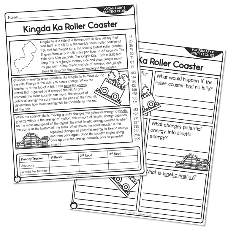 2nd Grade Vocabulary and Context Clues - Kingda Ka Roller Coaster ...