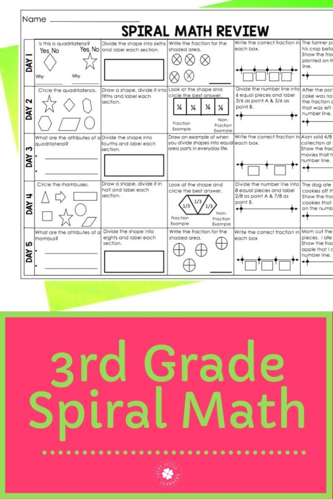 3rd Grade Spiral Math Review Bundle - Lucky Little Learners