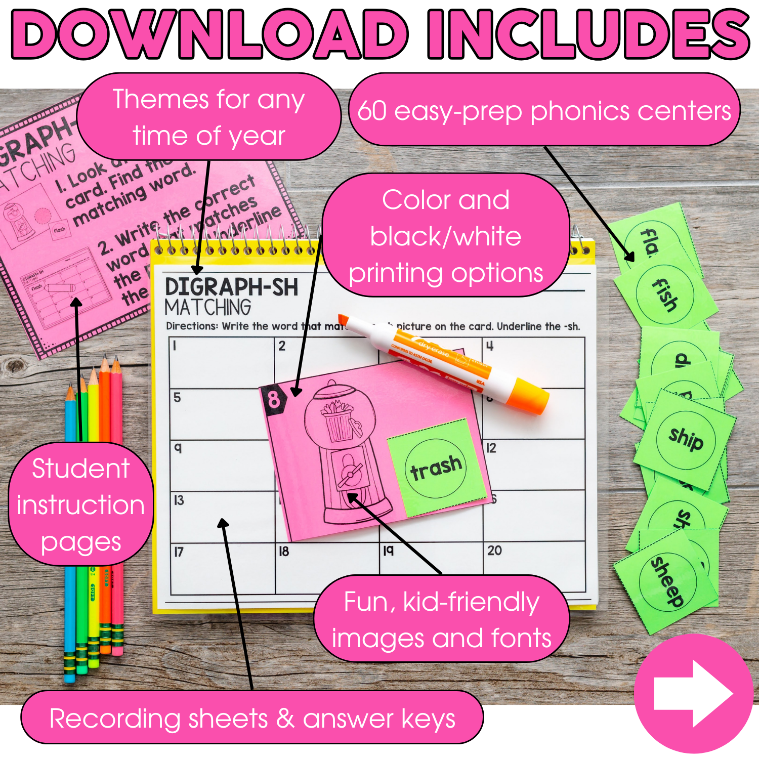 First Grade Phonics Centers - Lucky Little Learners