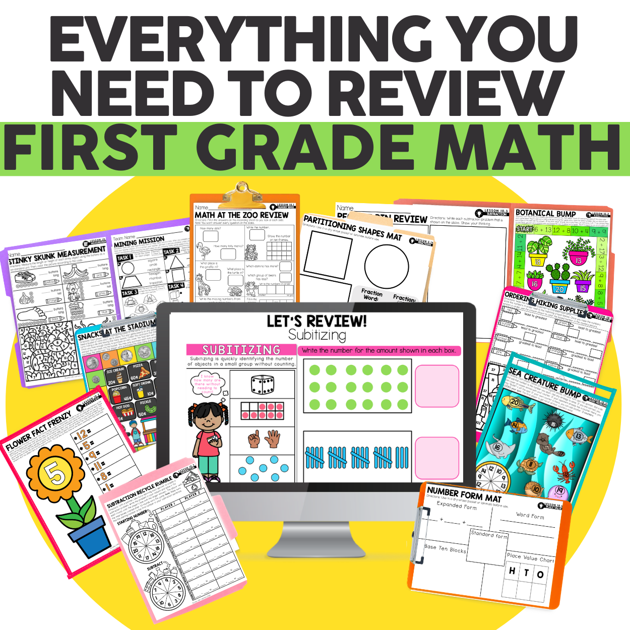 1st Grade End of Year Math Review - Lucky Little Learners