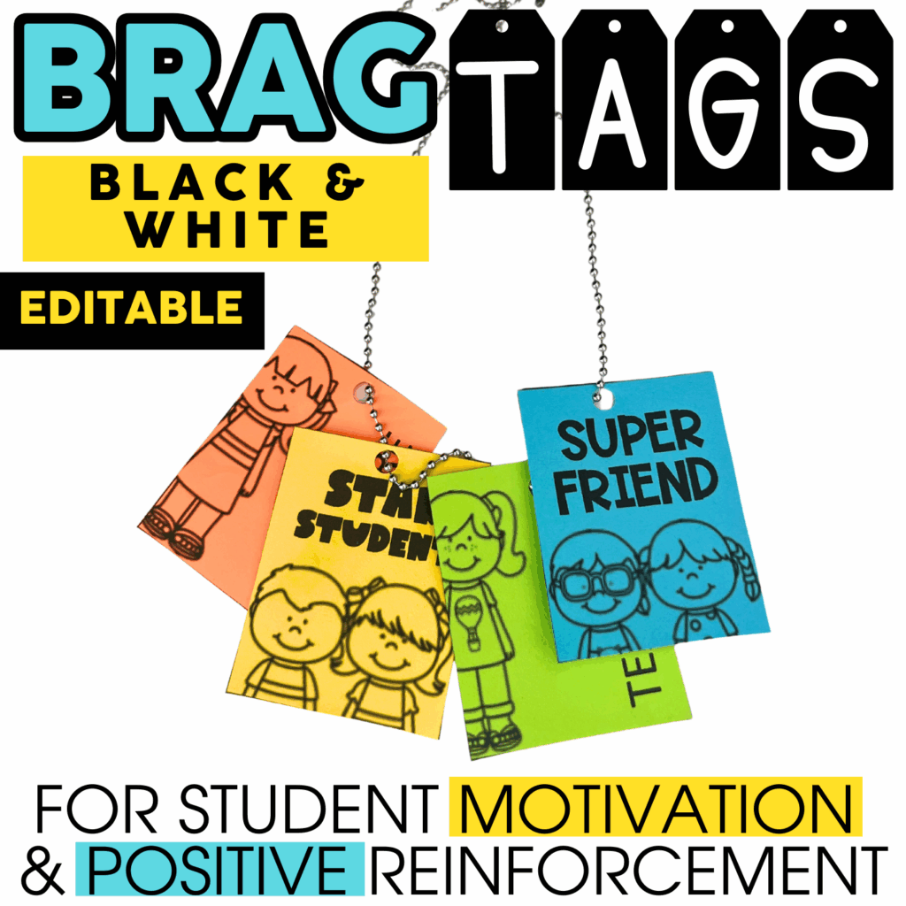 Editable B&W Brag Tags - Kids - Lucky Little Learners