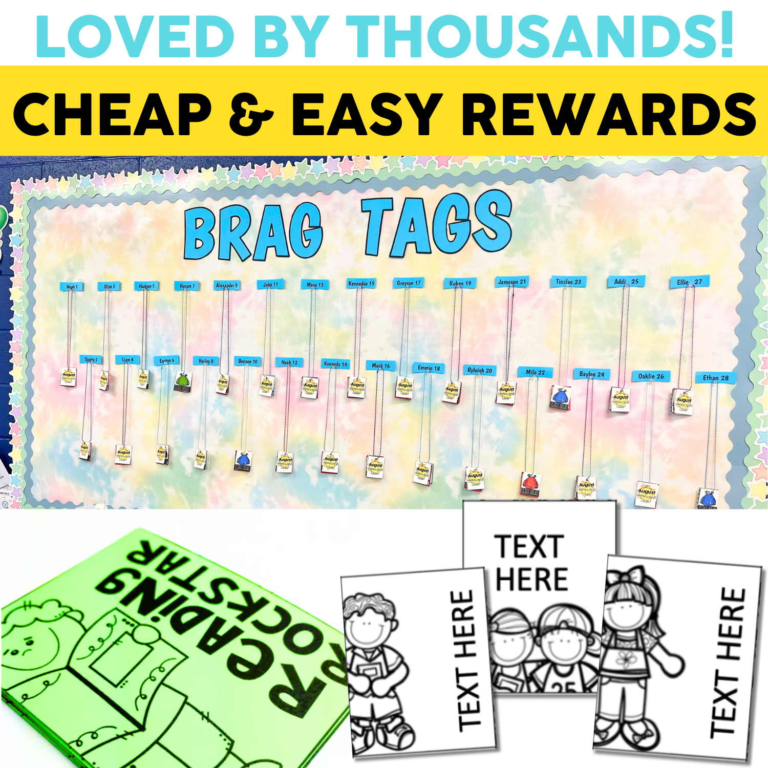Editable B&W Brag Tags - Kids - Lucky Little Learners