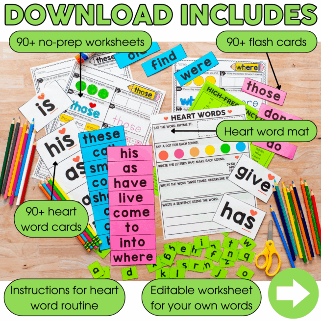 Heart Words Pack - Lucky Little Learners