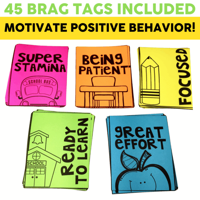 Editable B&W Brag Tags - School - Lucky Little Learners