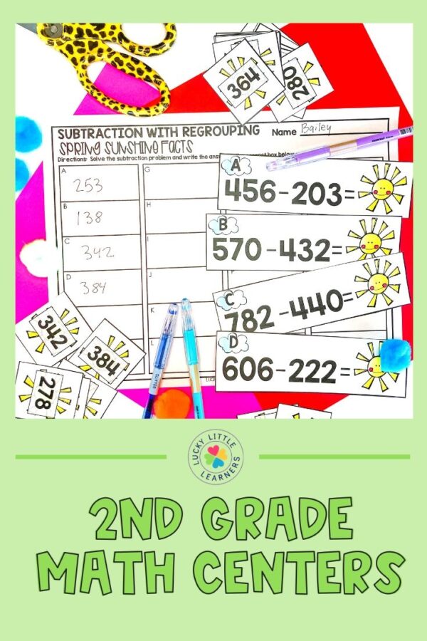2nd Grade Math Centers Bundle - Lucky Little Learners