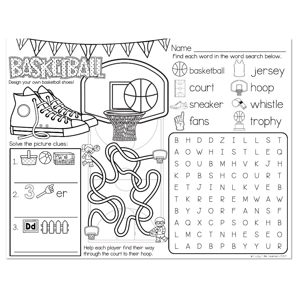 Basketball Transformation - Placemat - Lucky Little Learners
