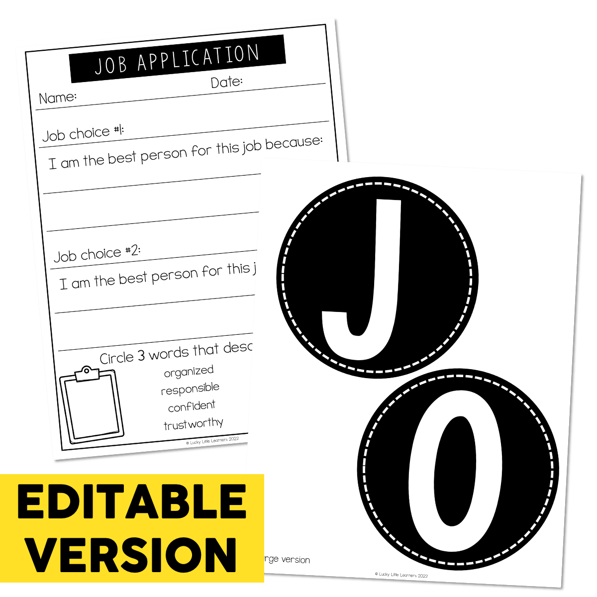 Editable Classroom Jobs - Extras - Lucky Little Learners