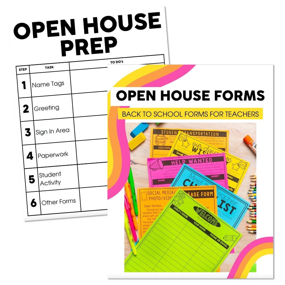 Classroom Setup Workshop - Handout 3 - Open House Forms - Lucky Little ...