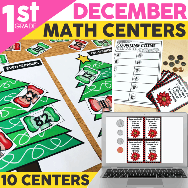 December Math Centers and Activities for 1st Grade - Lucky Little Learners