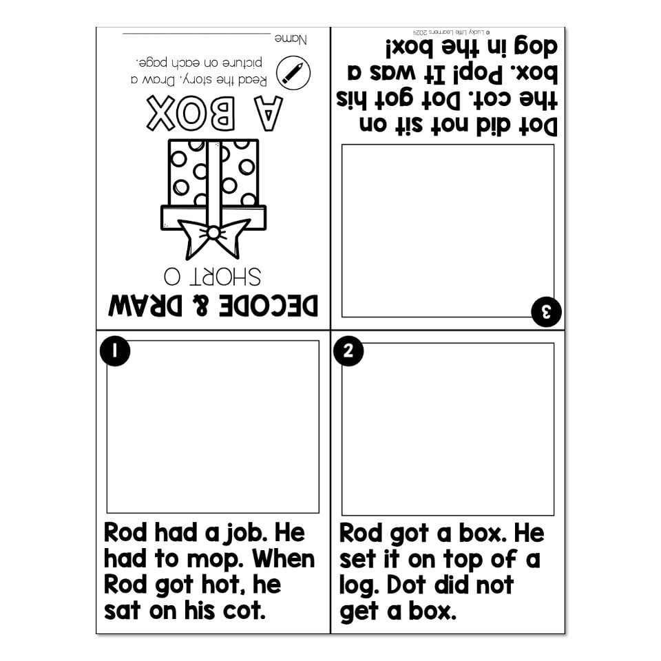 Decode and Draw - Short O - A Box - Lucky Little Learners