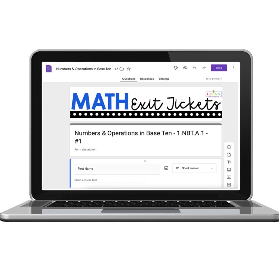 Digital 1st Grade Exit Tickets - Numbers and Operations in Base Ten - 1 ...