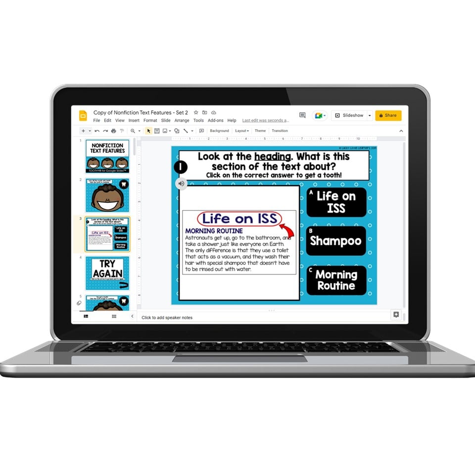 Digital Toothy - Reading Comprehension - 1st Grade - Nonfiction Text ...