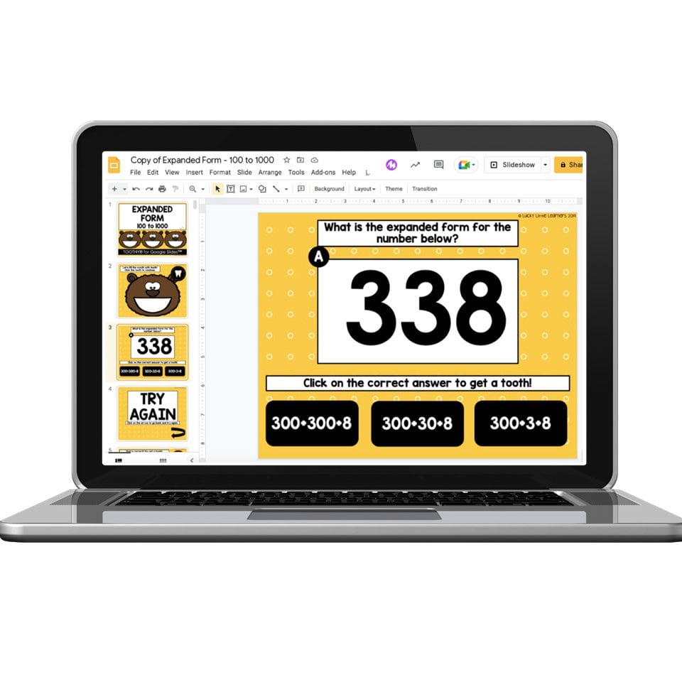 Digital Toothy - Math - 1st & 2nd Grade - Expanded Form 3-digit - Lucky ...