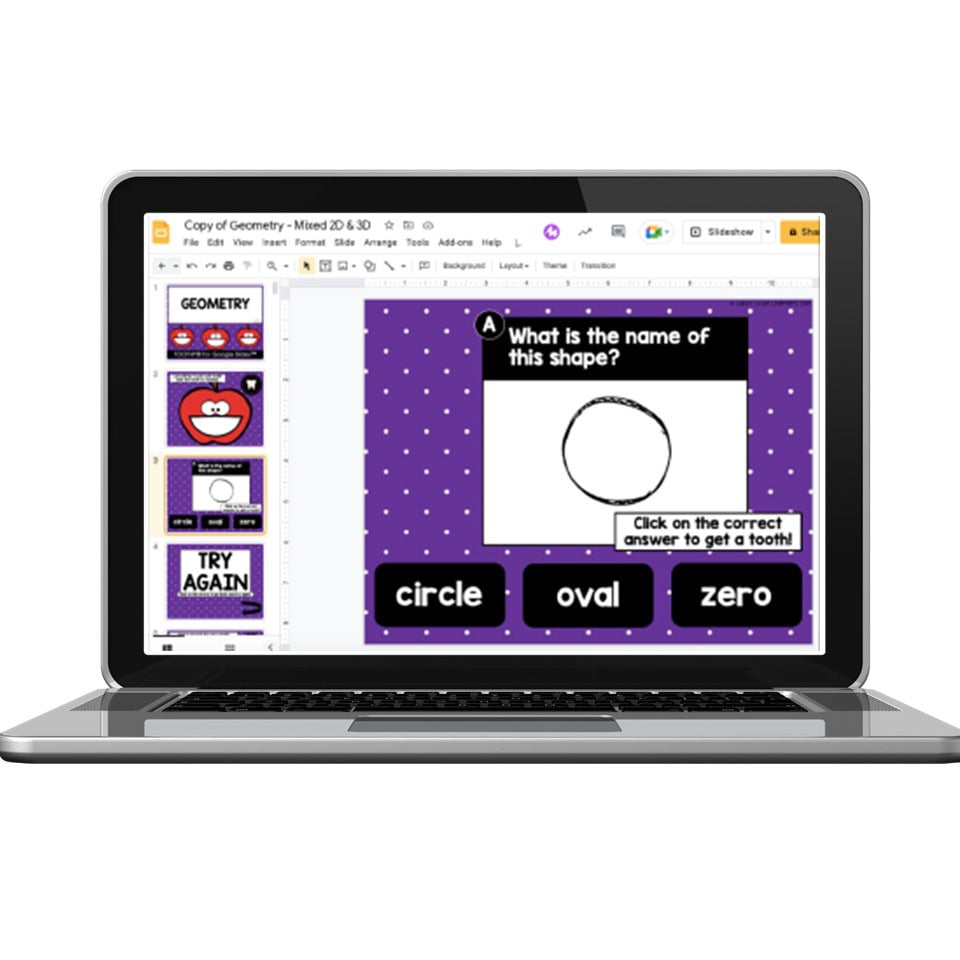 Digital - 1st and 2nd Grade Math Toothy® Task Cards - Geometry Mixed ...