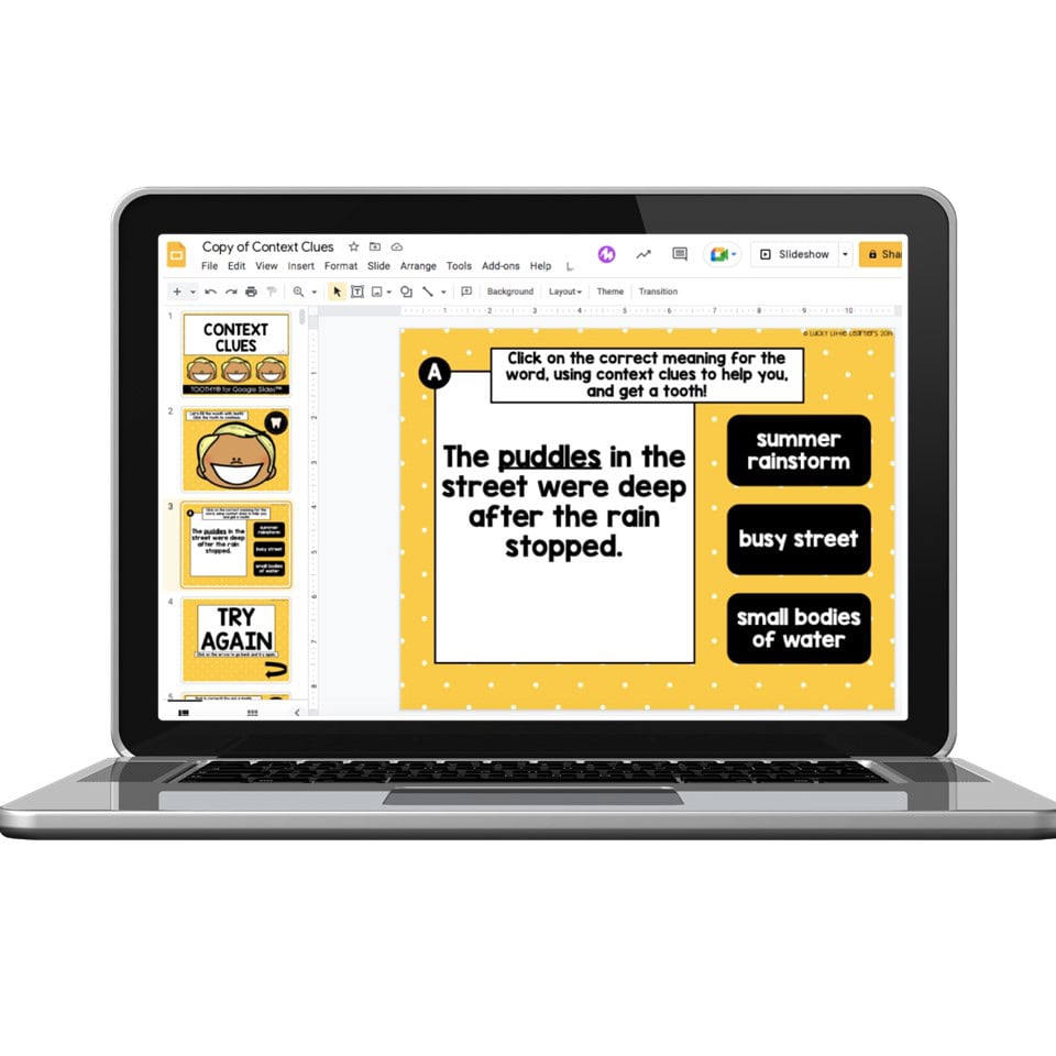 Digital Toothy - Reading Comprehension - 2nd & 3rd Grade - Context ...