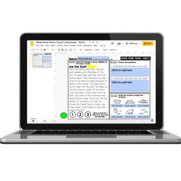 Digital 2nd Grade Decodable Phonics Passages - Long Vowels - Mixed ...