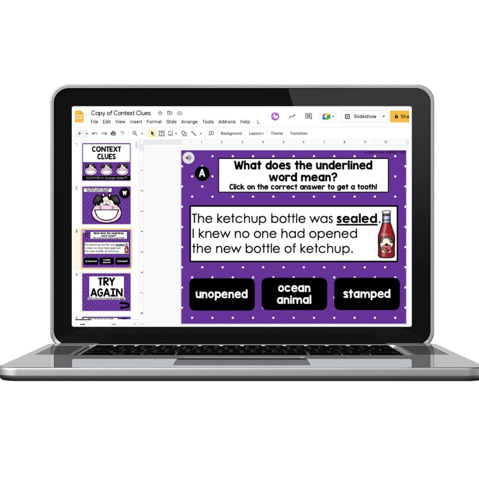 Digital Toothy - Reading Comprehension - 2nd Grade - Context Clues ...