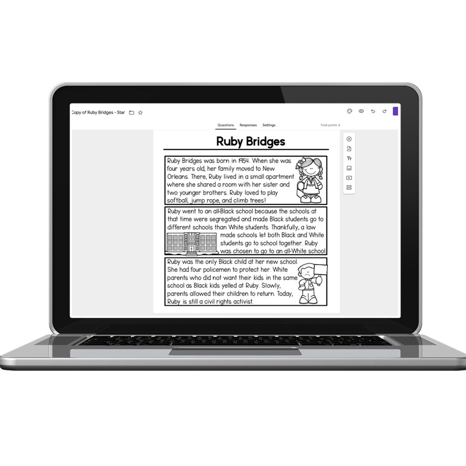 Digital 2nd Grade Reading Passages - Text Structures - Ruby Bridges ...