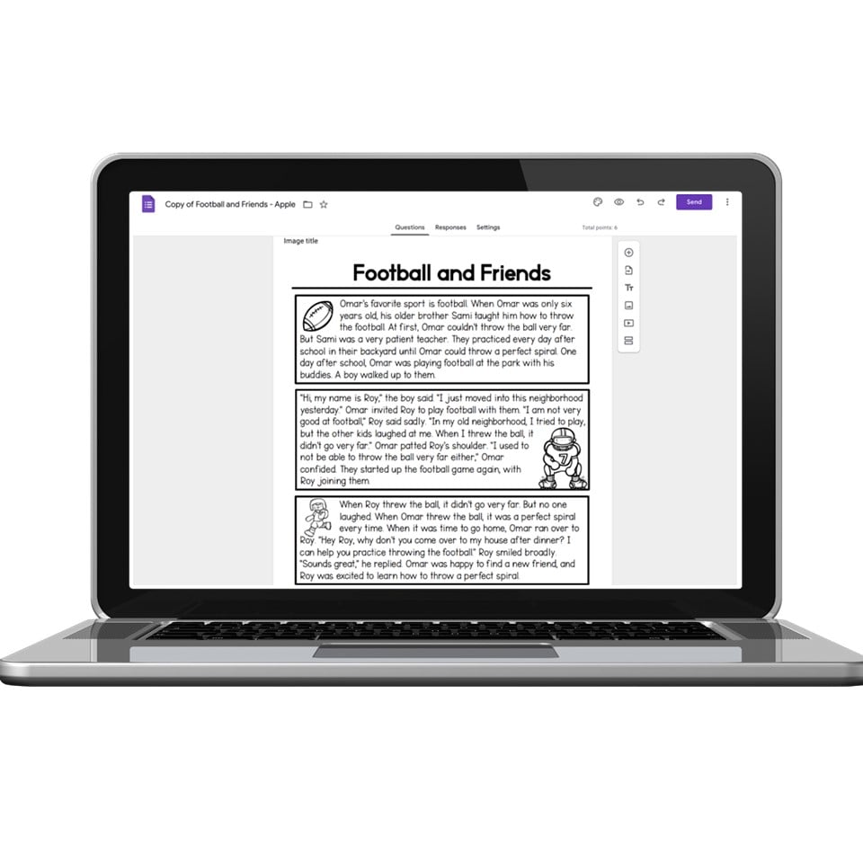 Digital 2nd Grade Reading Passages - Text Evidence - Football and ...
