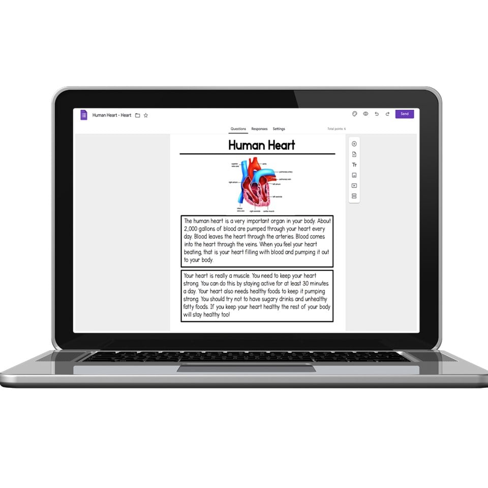 Digital 2nd Grade Reading Passages - Text Features - Human Heart - At ...