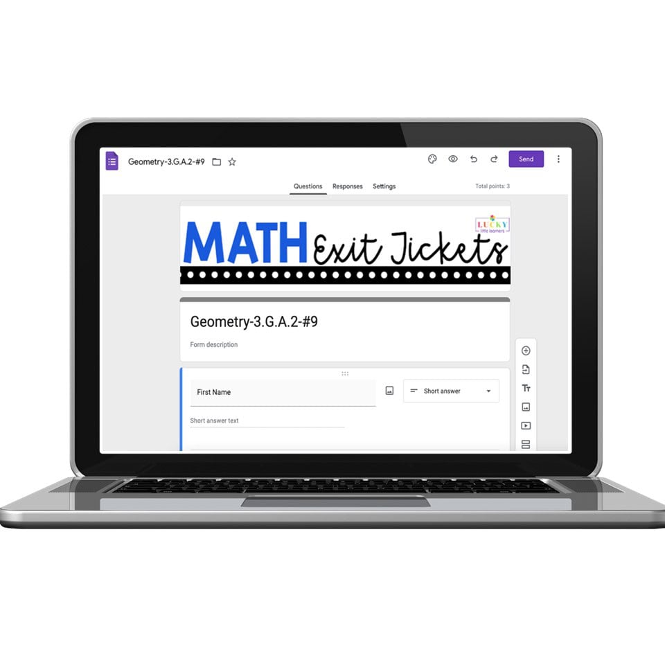 Digital 3rd Grade Exit Tickets - Geometry - 3.G A.2 - Version 4 - Lucky ...