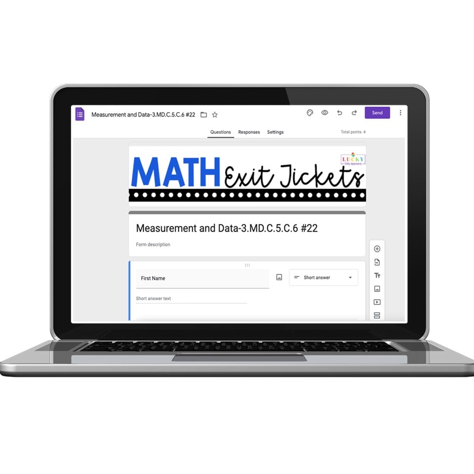Digital 3rd Grade Exit Tickets - Measurement and Data - 3.MD C.5 C.6 ...