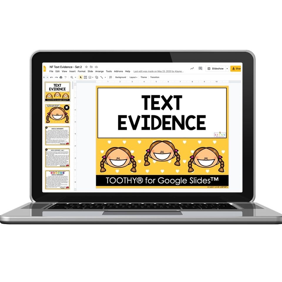 Digital Toothy - Reading Comprehension - 3rd Grade - Text Evidence ...