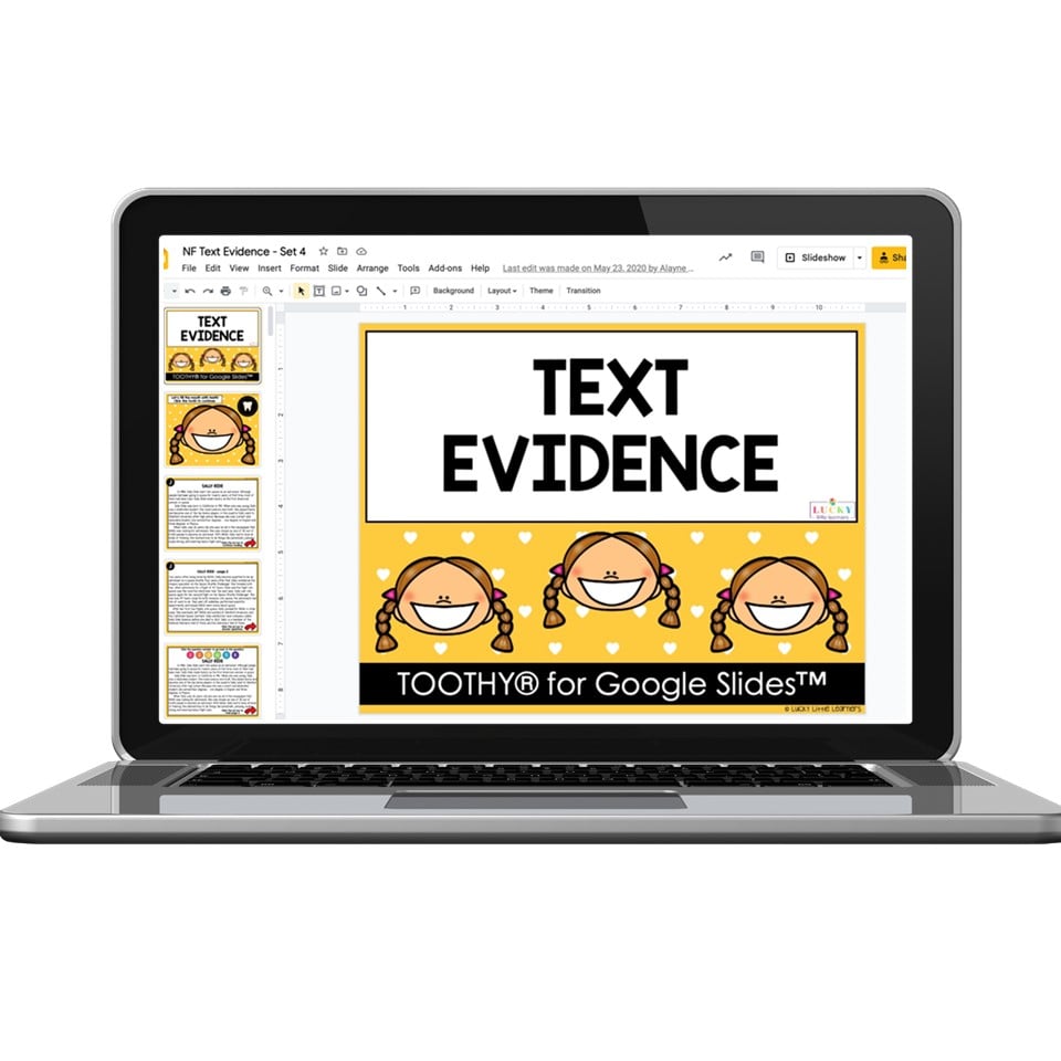 Digital Toothy - Reading Comprehension - 3rd Grade - Text Evidence ...
