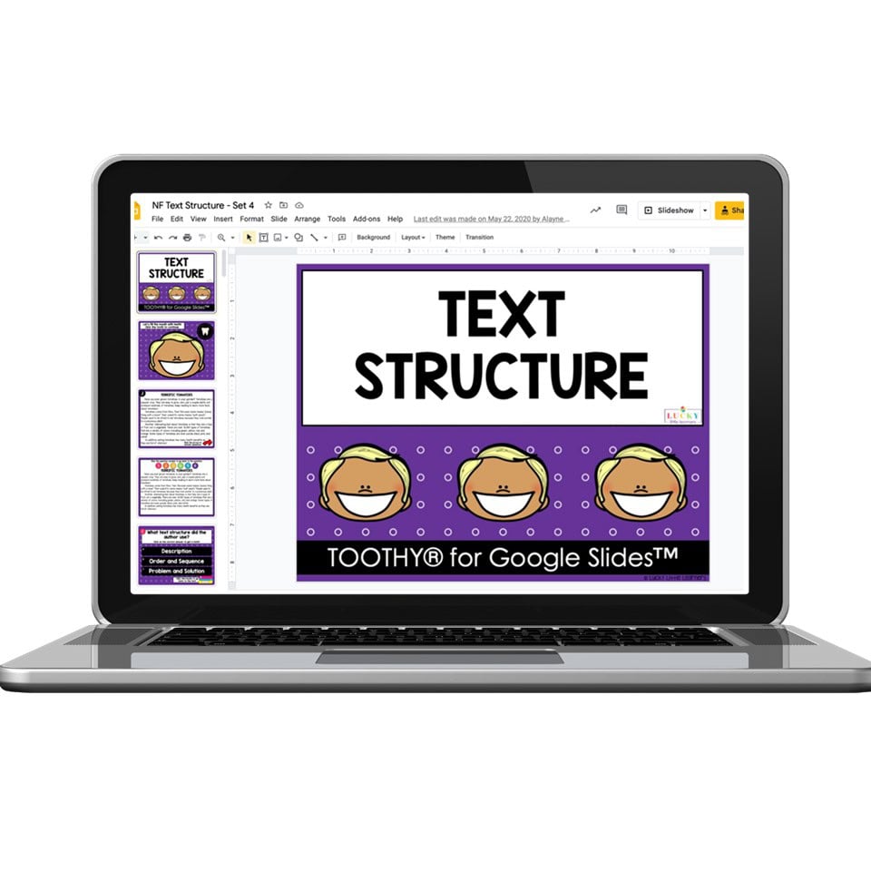Digital Toothy - Reading Comprehension - 3rd Grade - Text Structure ...