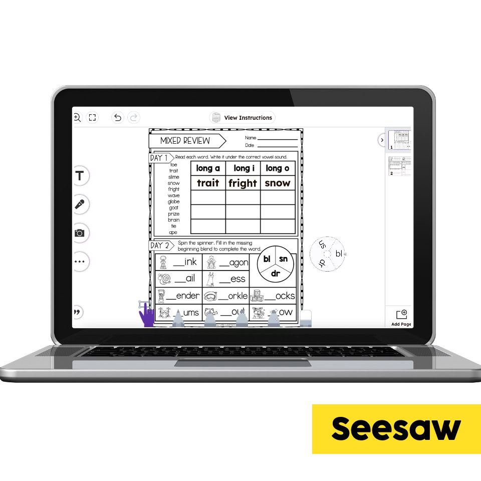 Digital Seesaw - 2nd Grade Phonics Worksheets - Mixed Review 2 - Lucky ...