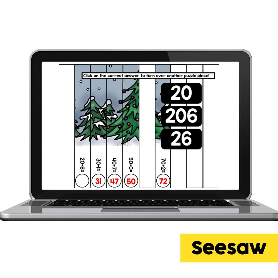 Digital Seesaw December Math Puzzle – Expanded Form 2-Digit - Lucky ...