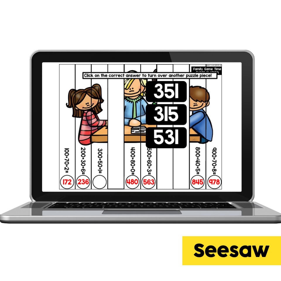 Digital Seesaw November Math Puzzle – Expanded Form (3-Digit) - Lucky ...