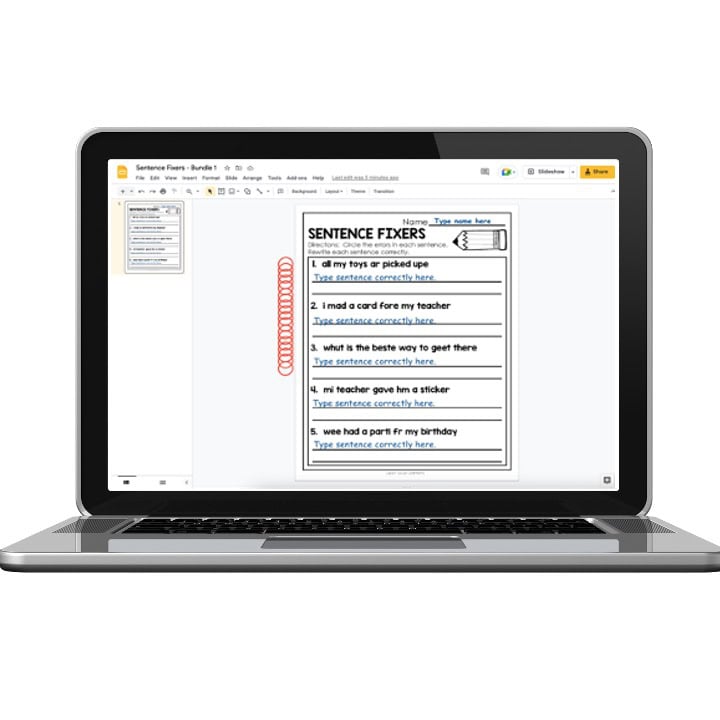 Digital Sentence Fixers - Sentence Writing - Bundle 1 - Page 33 - Lucky ...