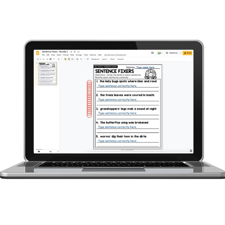Digital Sentence Fixers - Sentence Writing - Bundle 2 - Page 29 - Lucky ...