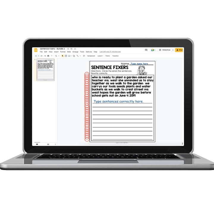 Digital Sentence Fixers - Sentence Writing - Bundle 2 - Page 43 - Lucky ...
