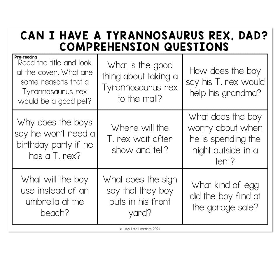 Dinosaur Transformation - Reading - Can I Have a T Rex Comprehension ...