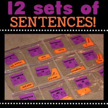 Fall Sentence Scrambles | Sentence Building | Sentence Writing - Lucky ...