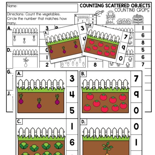 Kindergarten Math Center - September - Counting Scattered Objects ...