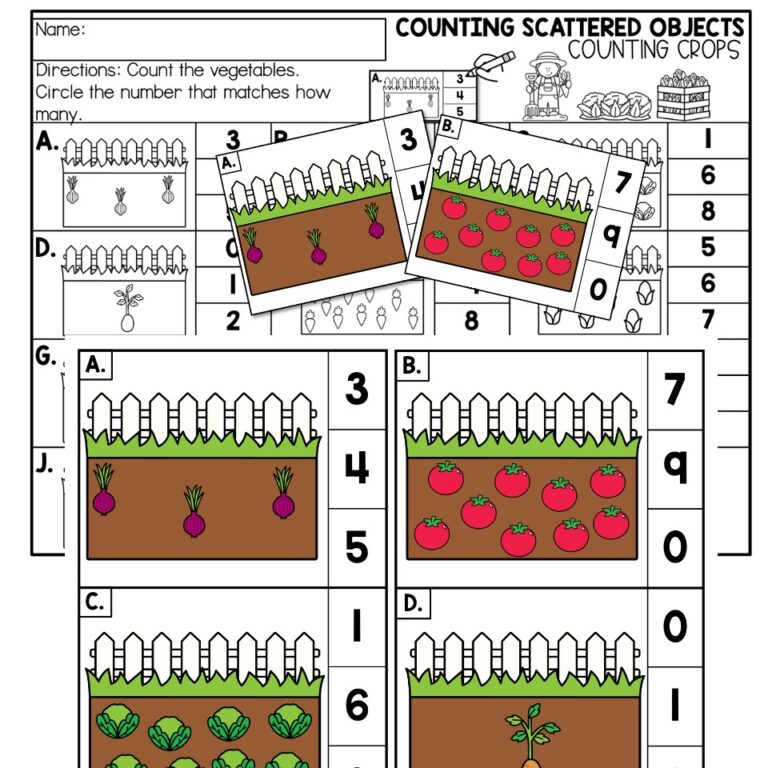 Kindergarten Math Center - September - Counting Scattered Objects ...