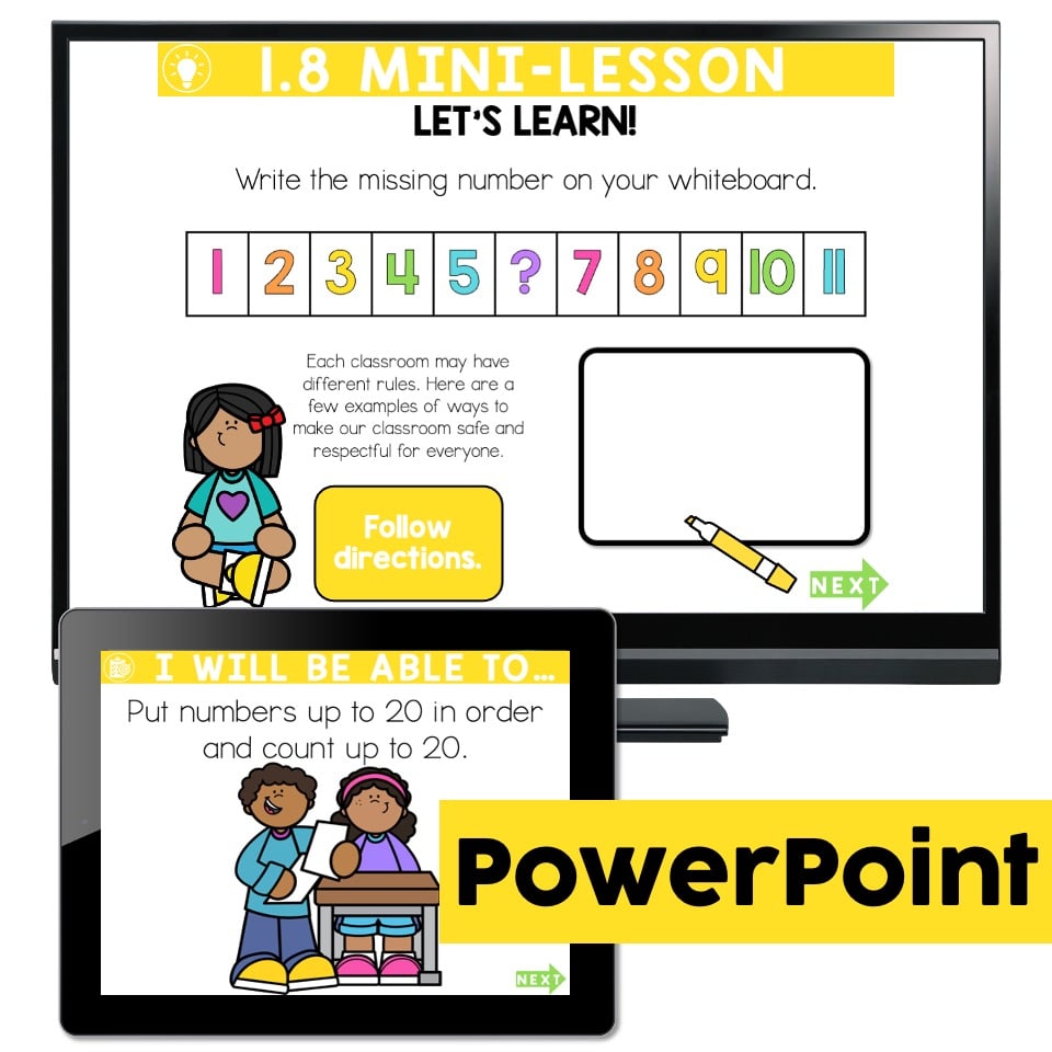 Lucky to Learn Math - 1st Grade - Lesson 1.8 - Numbers to 20 - Teaching ...