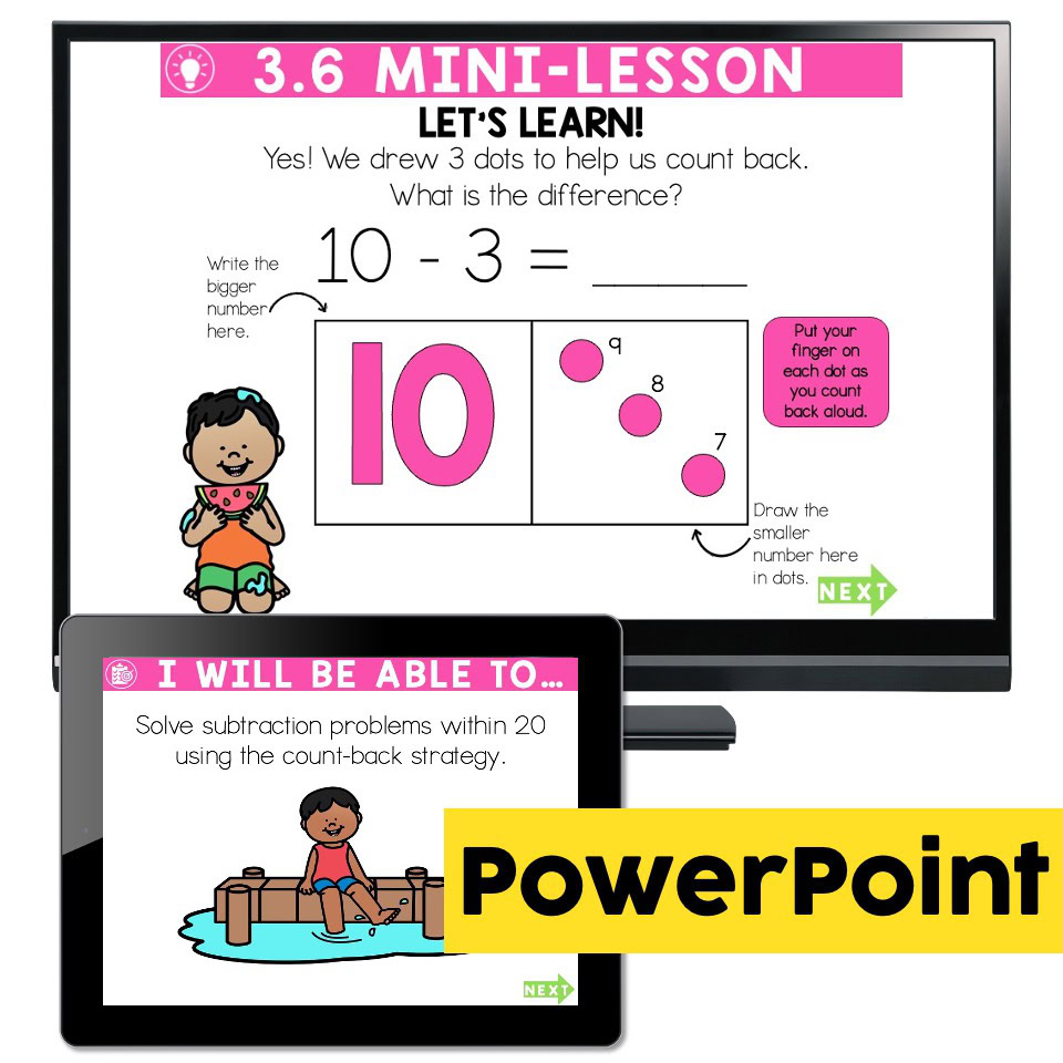 Lucky to Learn Math - 1st Grade - Lesson 3.6 - Count Back from 20 ...