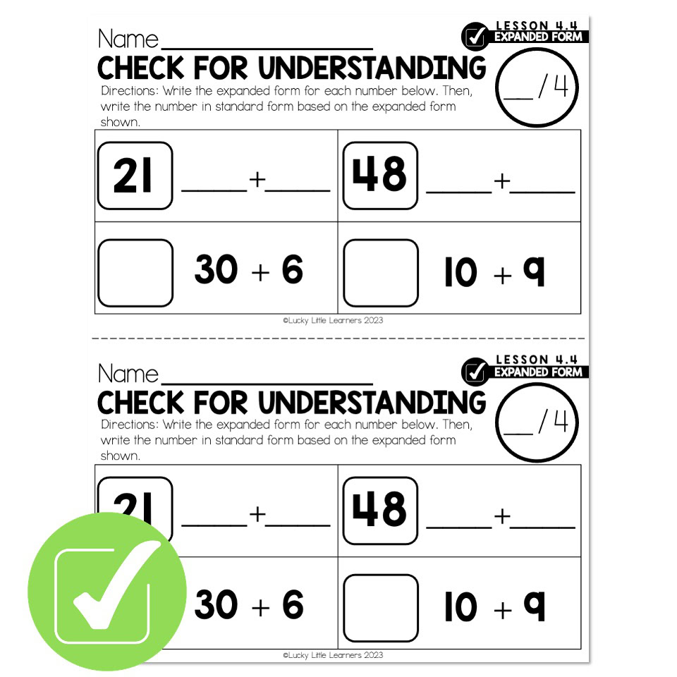 Lucky to Learn Math - 1st Grade - Lesson 4.4 - Standard and Expanded ...