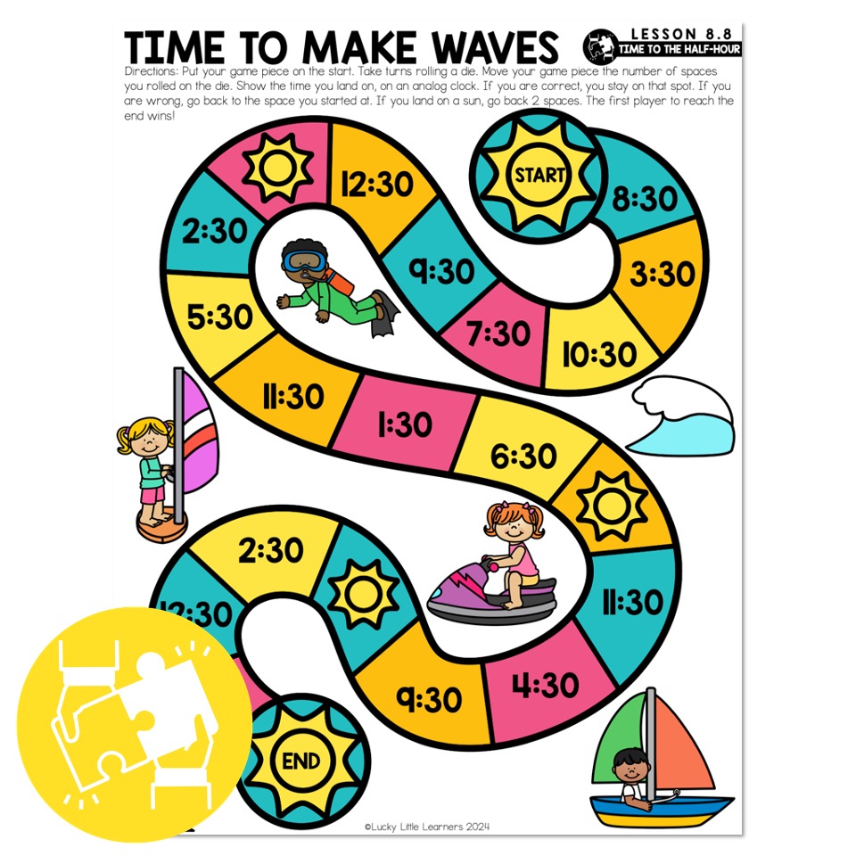 Lucky to Learn Math - 1st Grade - Lesson 8.8 - Time to the Half Hour ...
