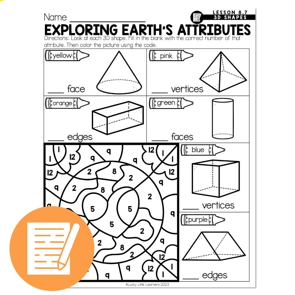 Lucky to Learn Math - 3D Shapes - Lesson 8.7 - Independent Practice ...