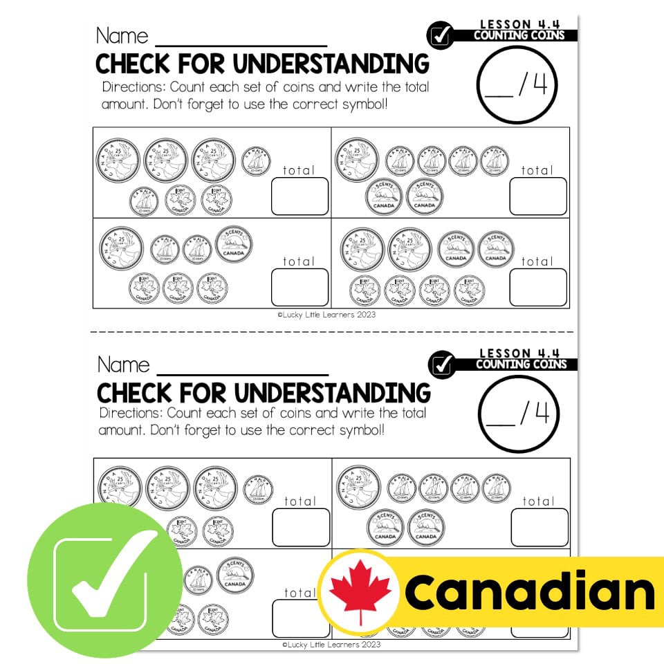 Lucky to Learn Math - Canadian Money - Counting Mixed Coins - Lesson 4. ...